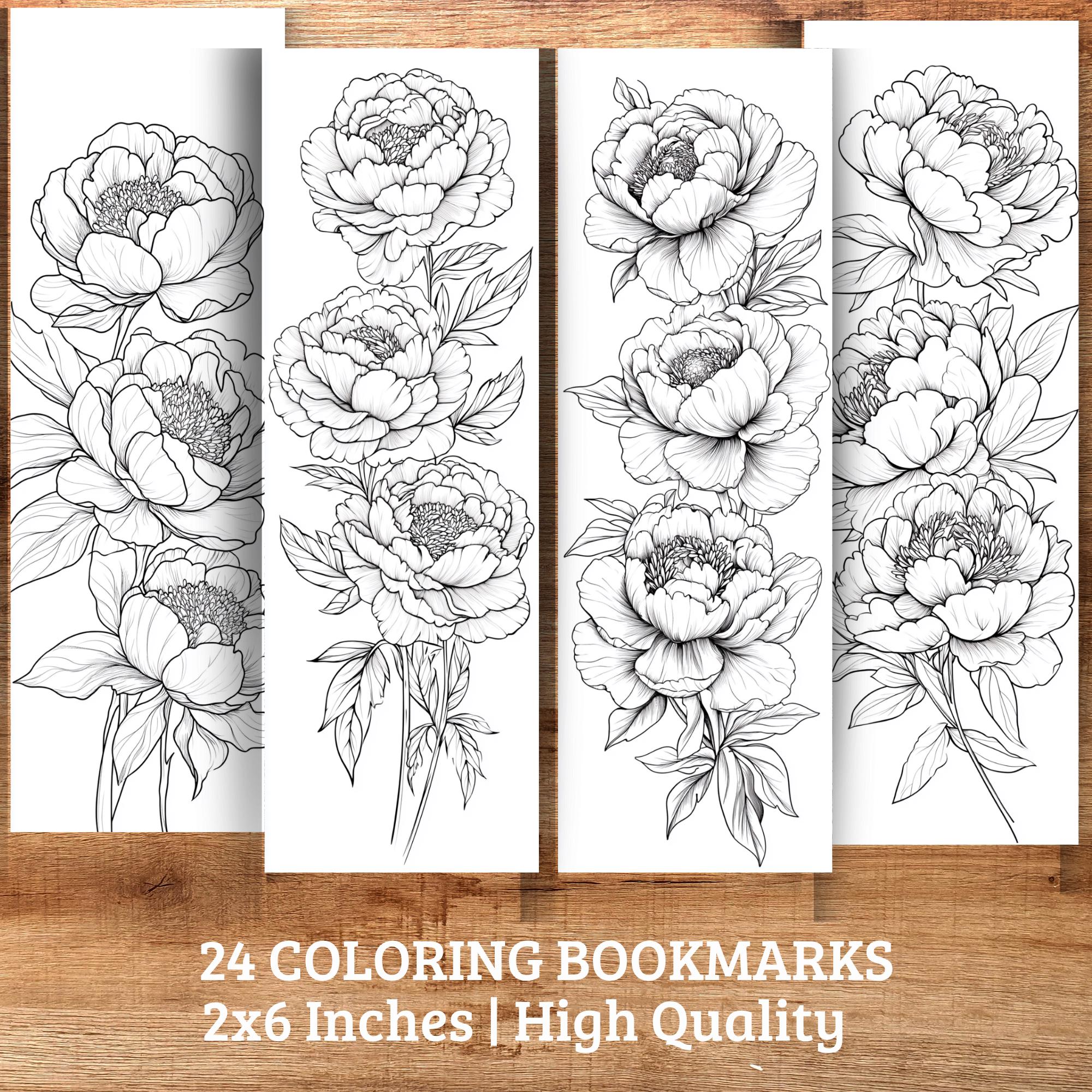 Printable Flower Coloring Bookmarks: Elegant Floral Designs (PDF ...
