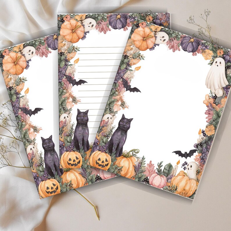 Halloween Letter Writing Set | Watercolor Pumpkin, Ghost Stationery ...