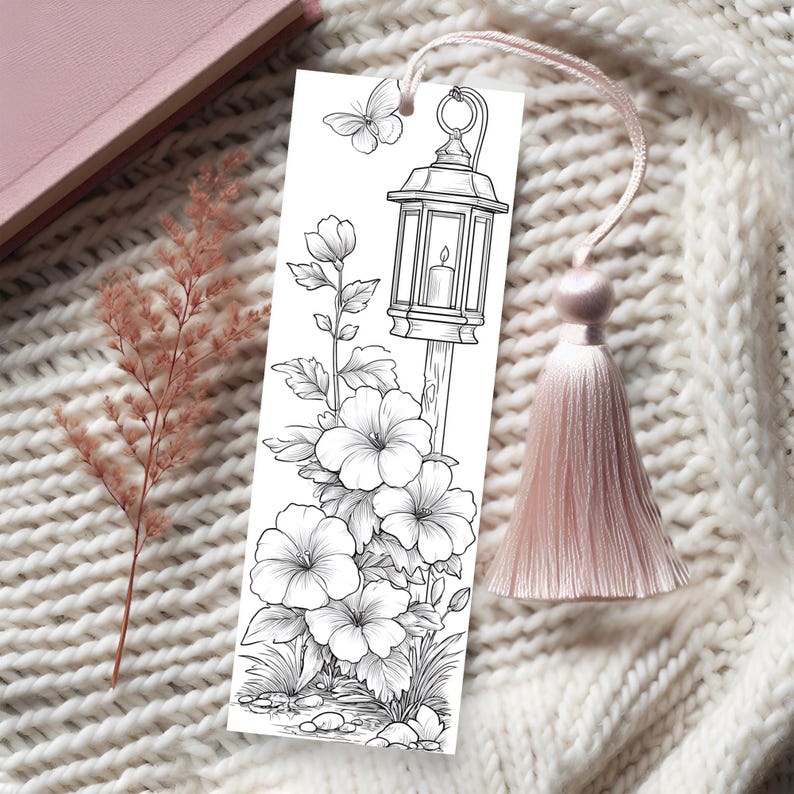 Printable Coloring Bookmarks Floral Lantern Set – 18 Colorable ...