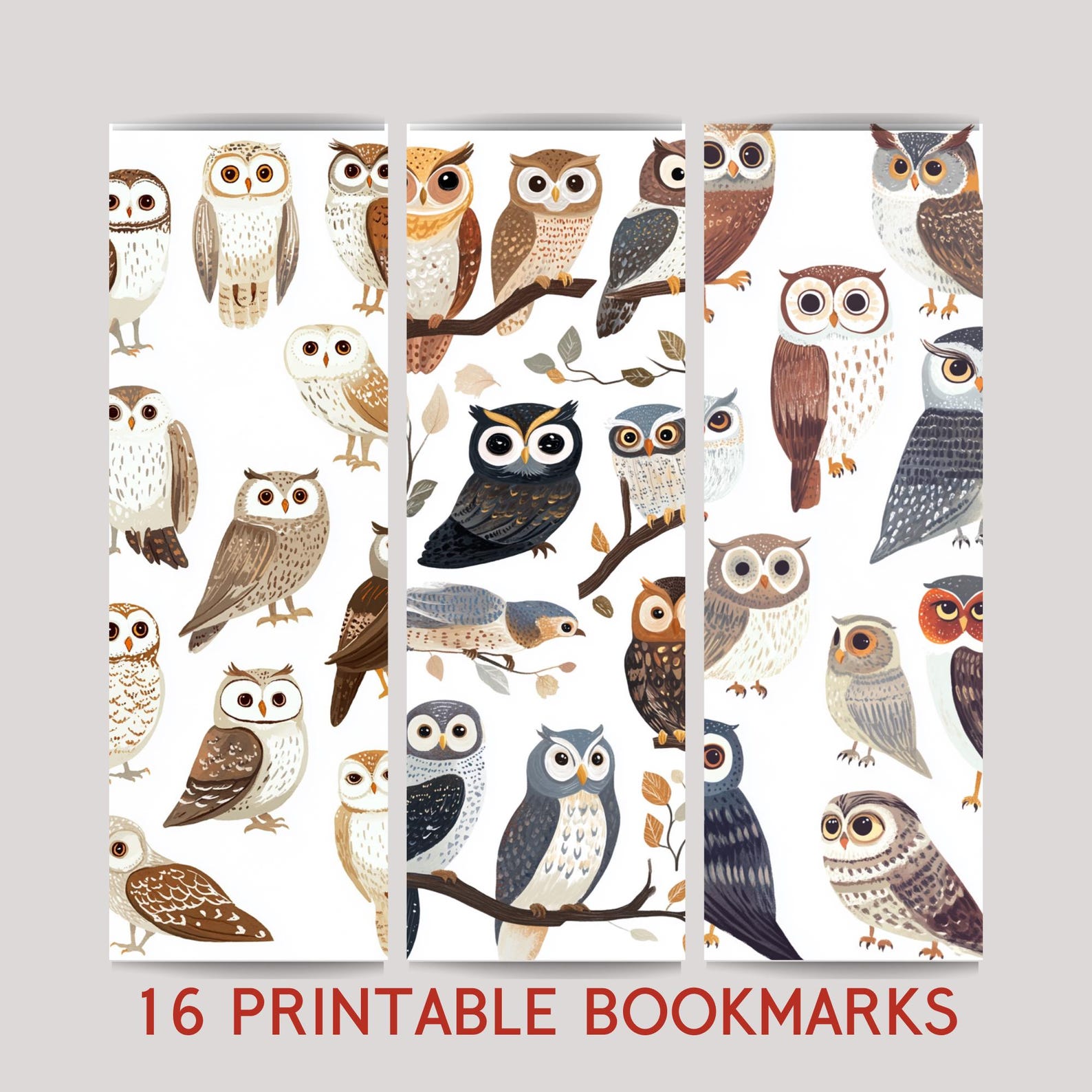 16 Cute Owl Printable Bookmarks, Funny Owl Printable Bookmarks Set ...