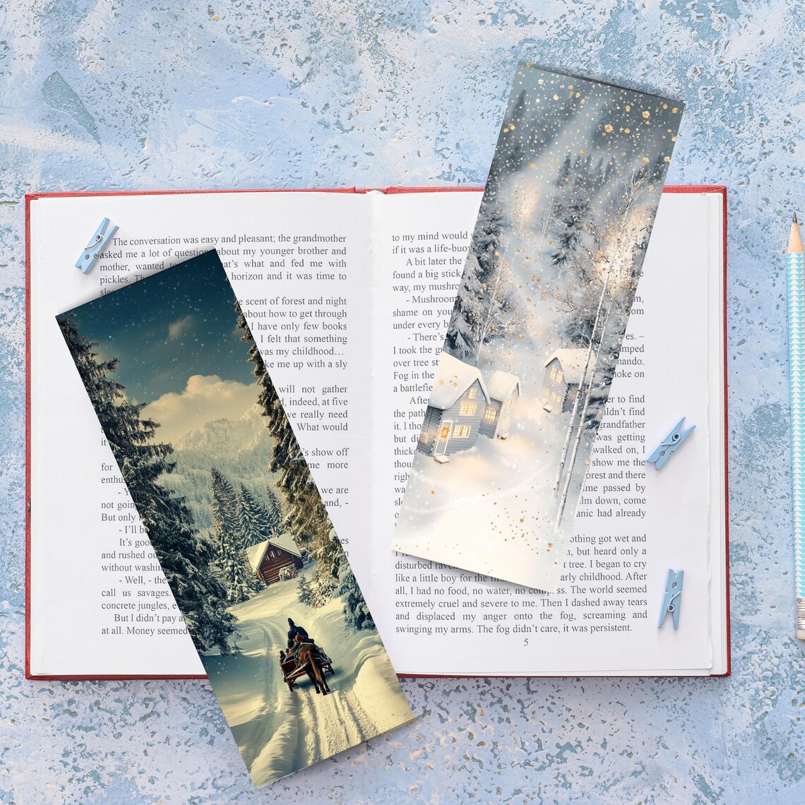 6 Snow Scenery Bookmarks Printable Bookmarks, Winter Landscape ...