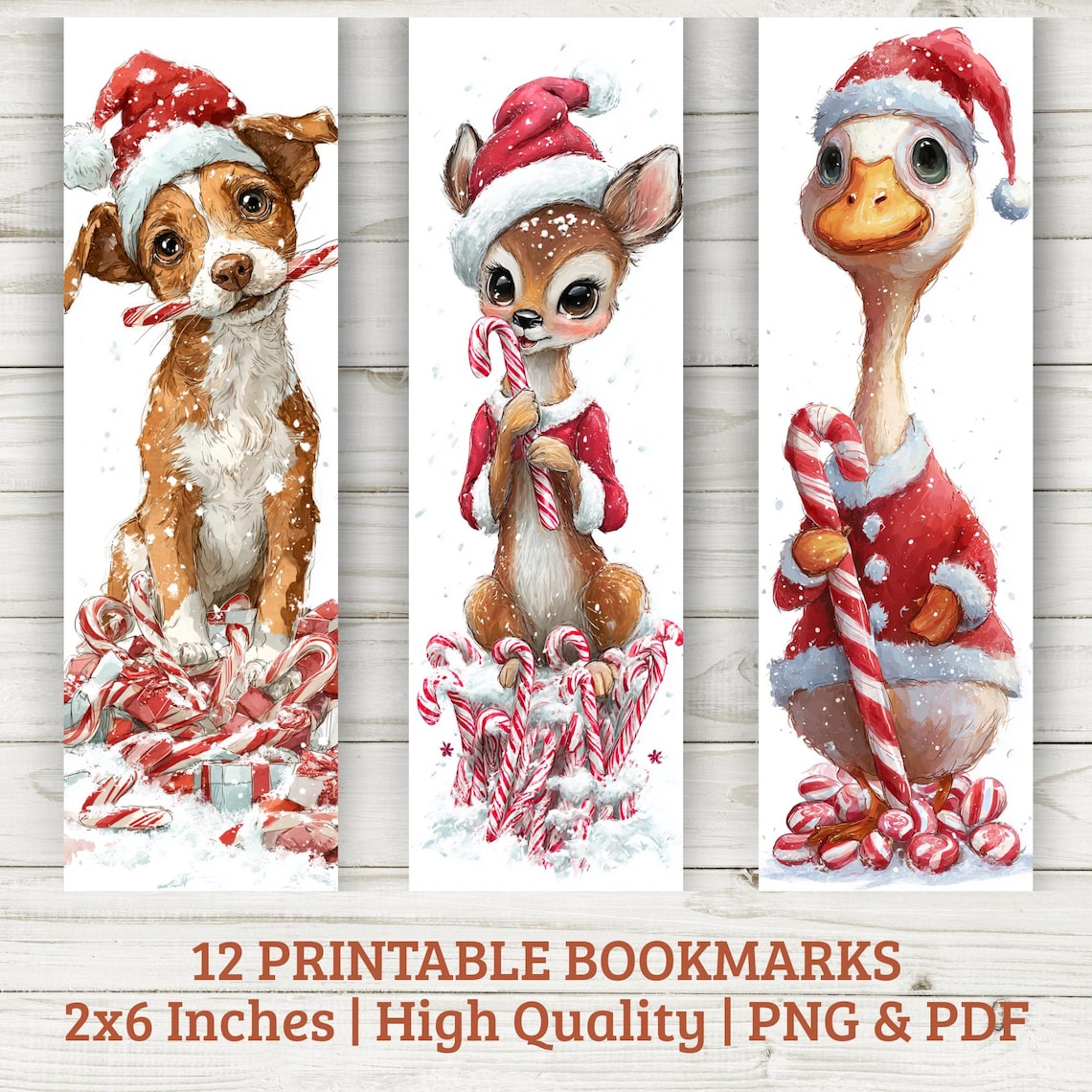 Whimsical Christmas Animal Bookmarks: Festive Holiday Designs (digital ...