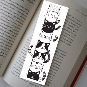 12 Coloring Cat Printable Bookmarks, Colorable Bookmarks Set, Cute Cat ...