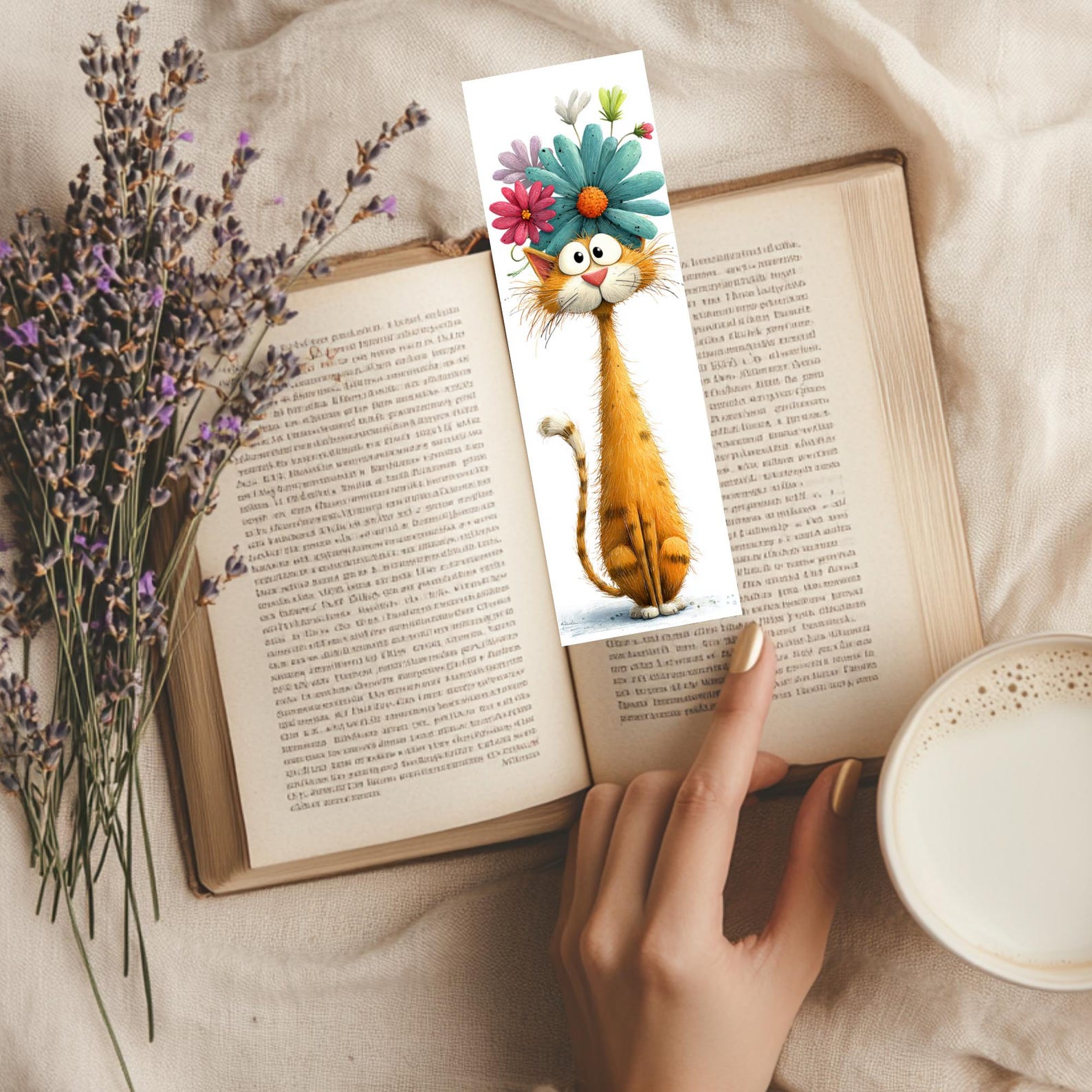 Cartoon Cat Bookmarks - 12 Floral Designs (PDF + PNG) - Etsy