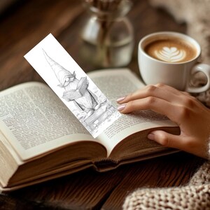 6 Reading Gnome Coloring Bookmarks – Whimsical Printable Line Art Set ...