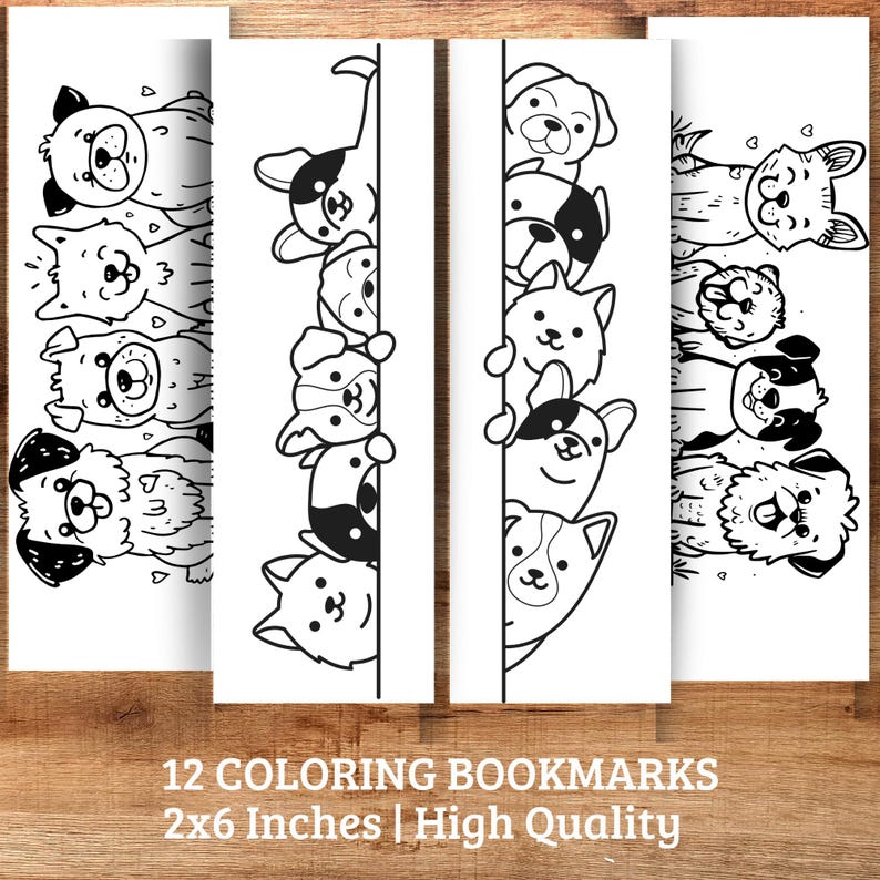 12 Printable Dog Coloring Bookmarks: Cute DIY Set for Book Lovers ...