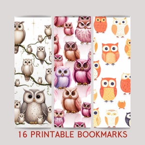 16 Cute Owl Printable Bookmarks, Funny Owl Printable Bookmarks Set ...