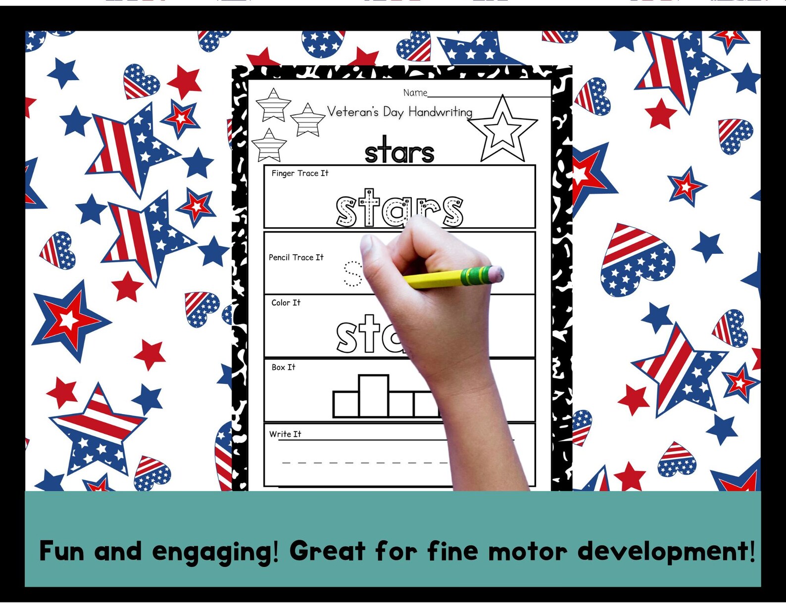 Printable Handwriting Practice Tracing Sheet - Veterans Day Printable ...