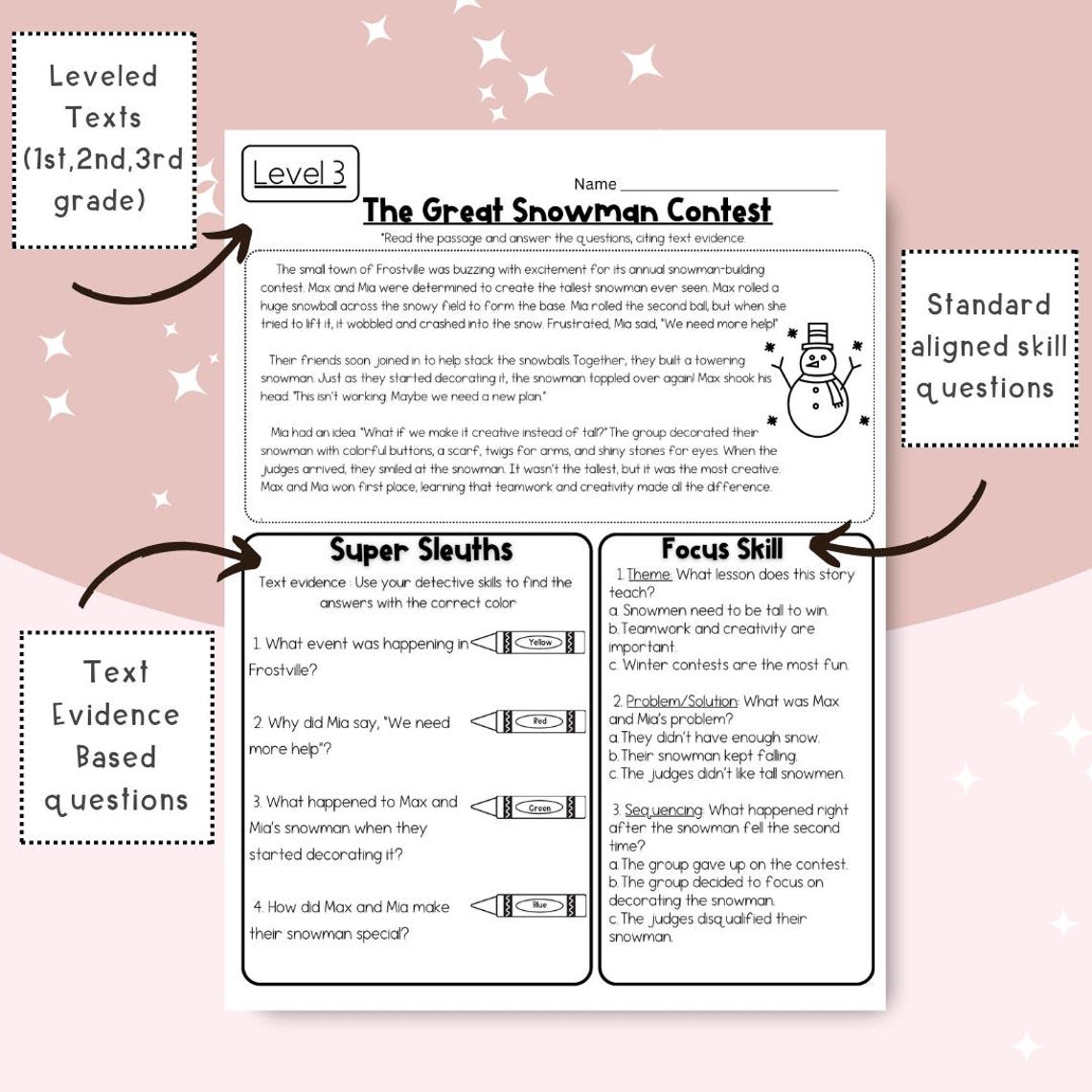 Differentiated Close Reading Passages | January Reading Activities ...