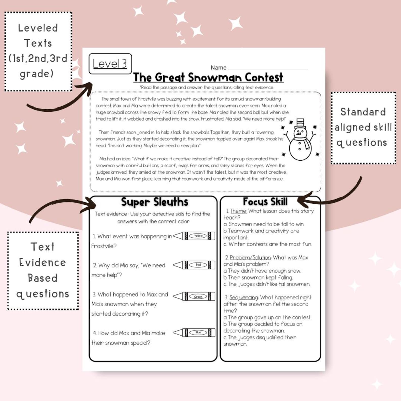 Differentiated Close Reading Passages | January Reading Activities ...