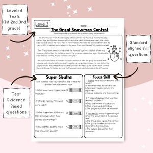 Differentiated Close Reading Passages | January Reading Activities ...