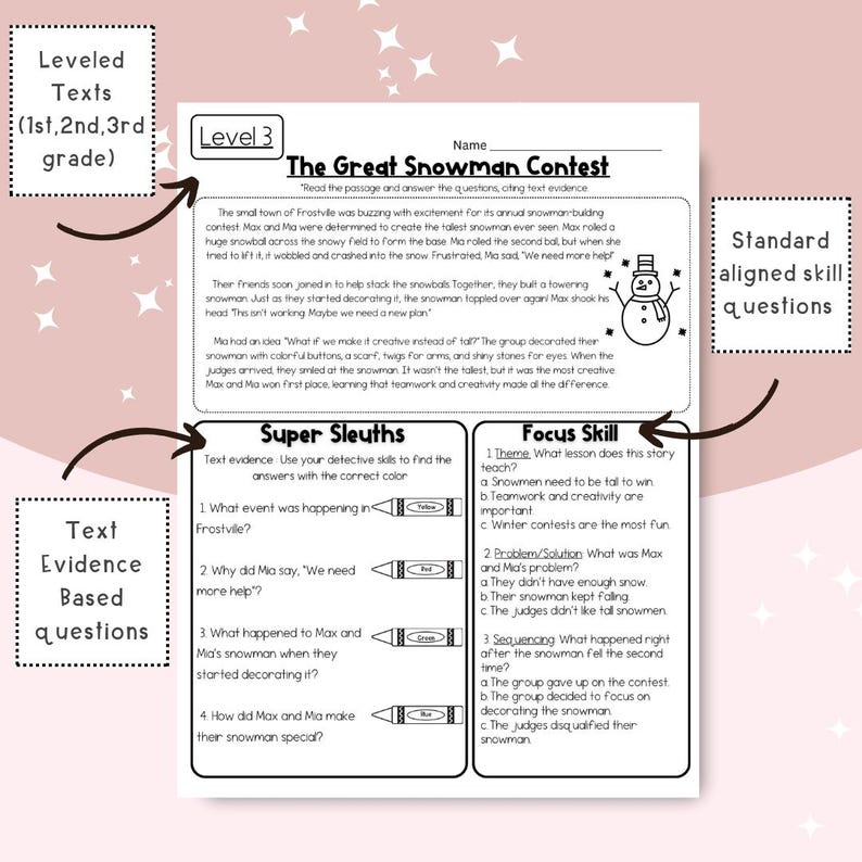 Differentiated Close Reading Passages | January Reading Activities ...