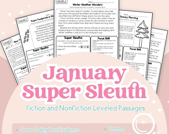 Differentiated Close Reading Passages | January Reading Activities ...