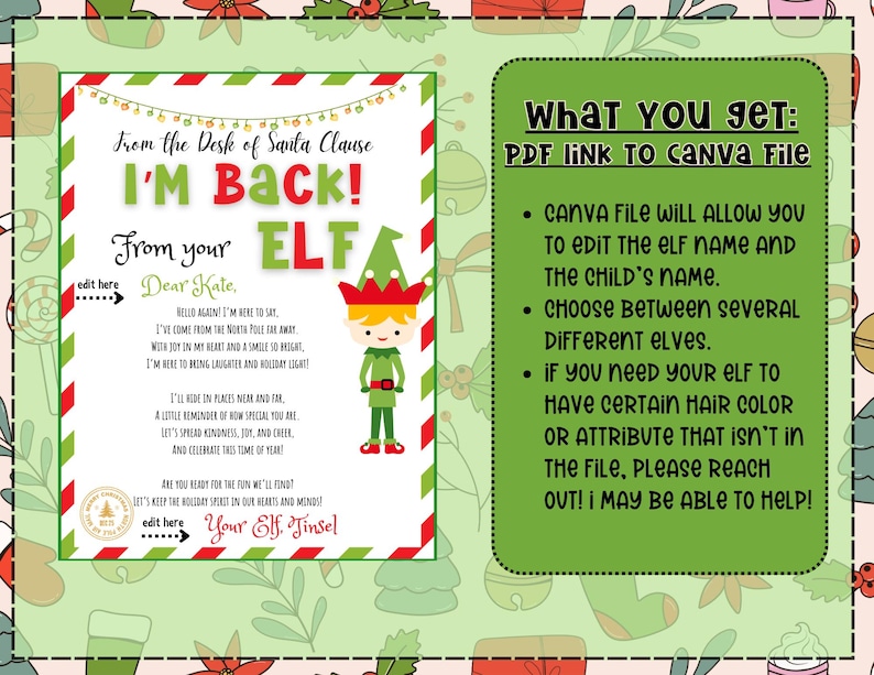 Personalized Elf Return Letter | Editable Elf Template Christmas Kids ...