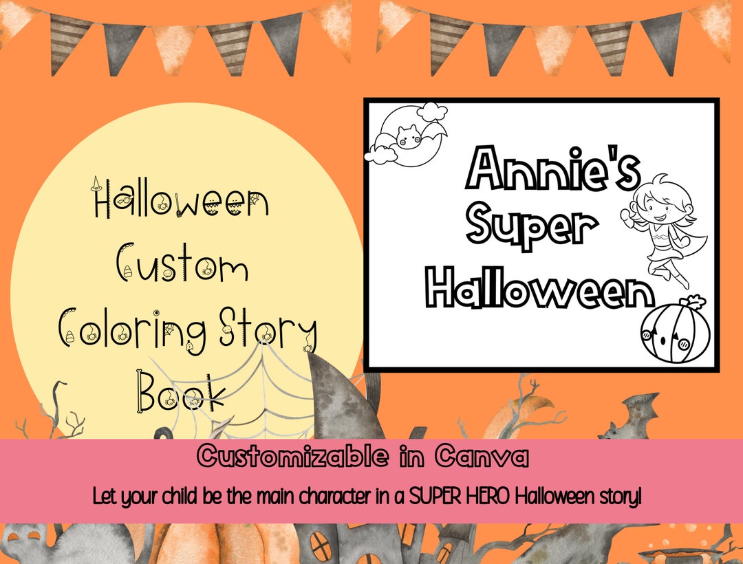 Personalized Superhero Printable Halloween Coloring Story| Custom Name ...