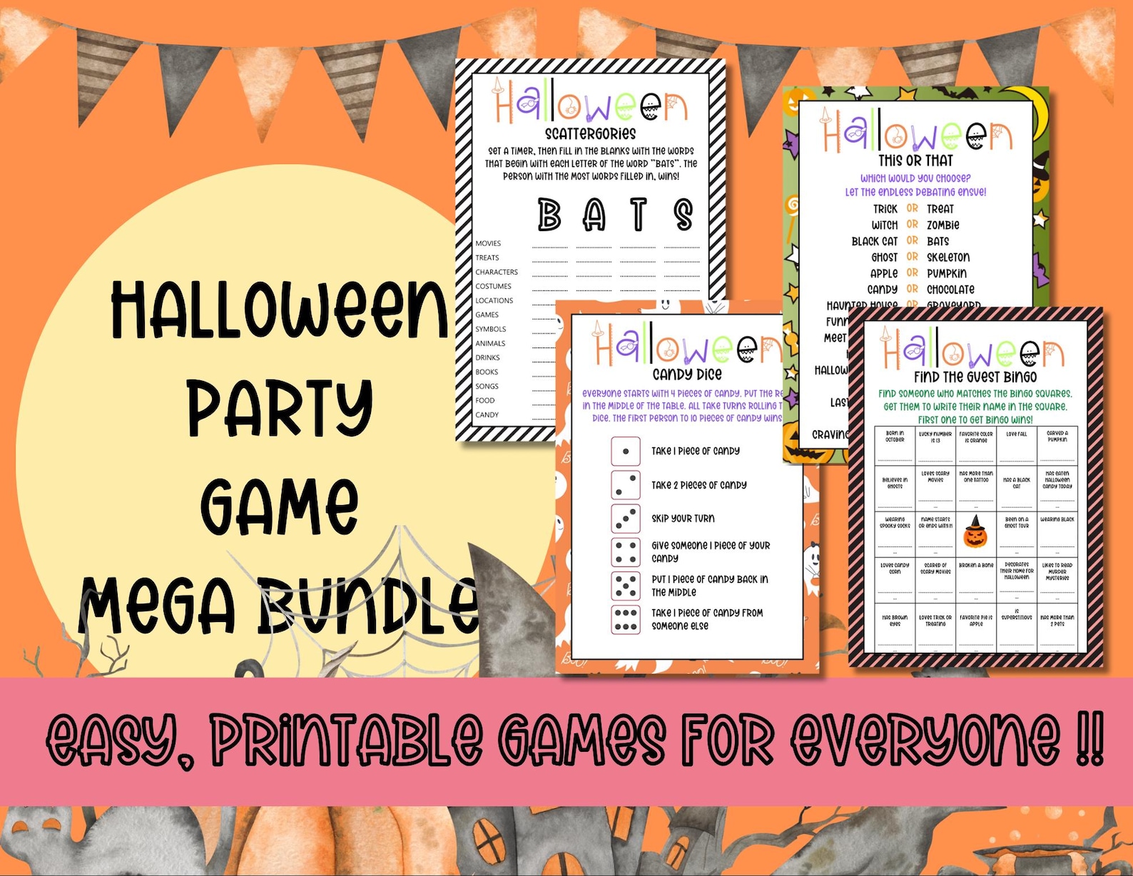 Halloween Printable Games for Adults, Kids, and Teens | Instant ...