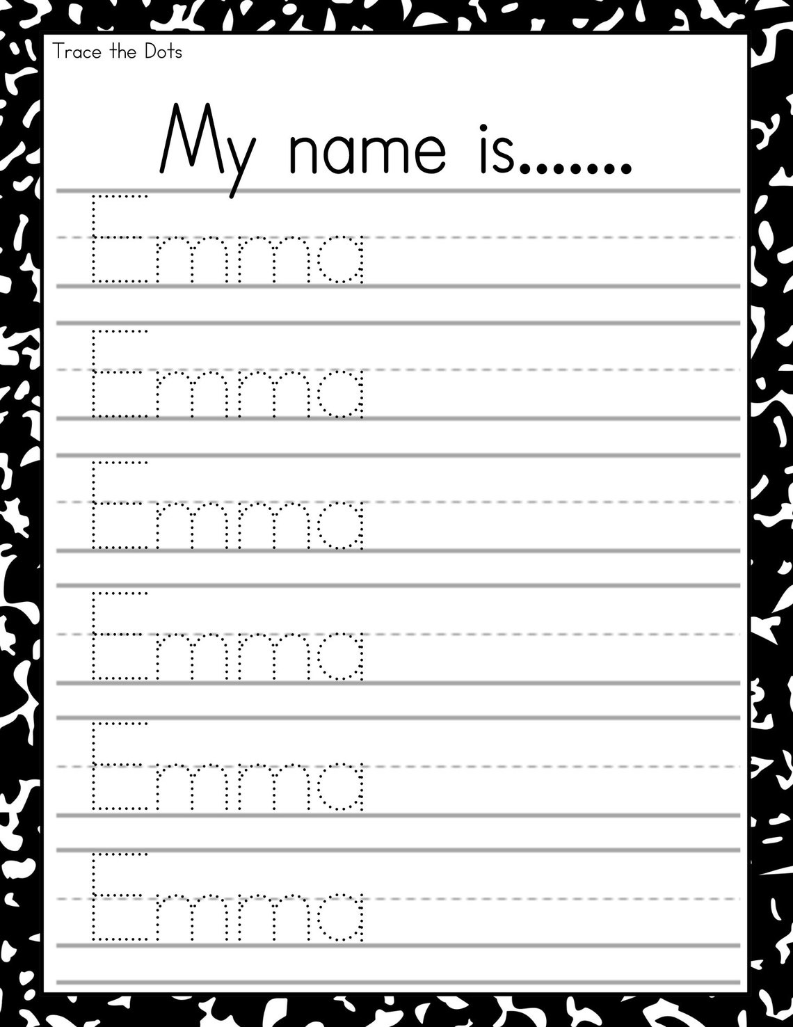 Personalized Name Tracing Printable Kids Custom Handwriting Practice ...