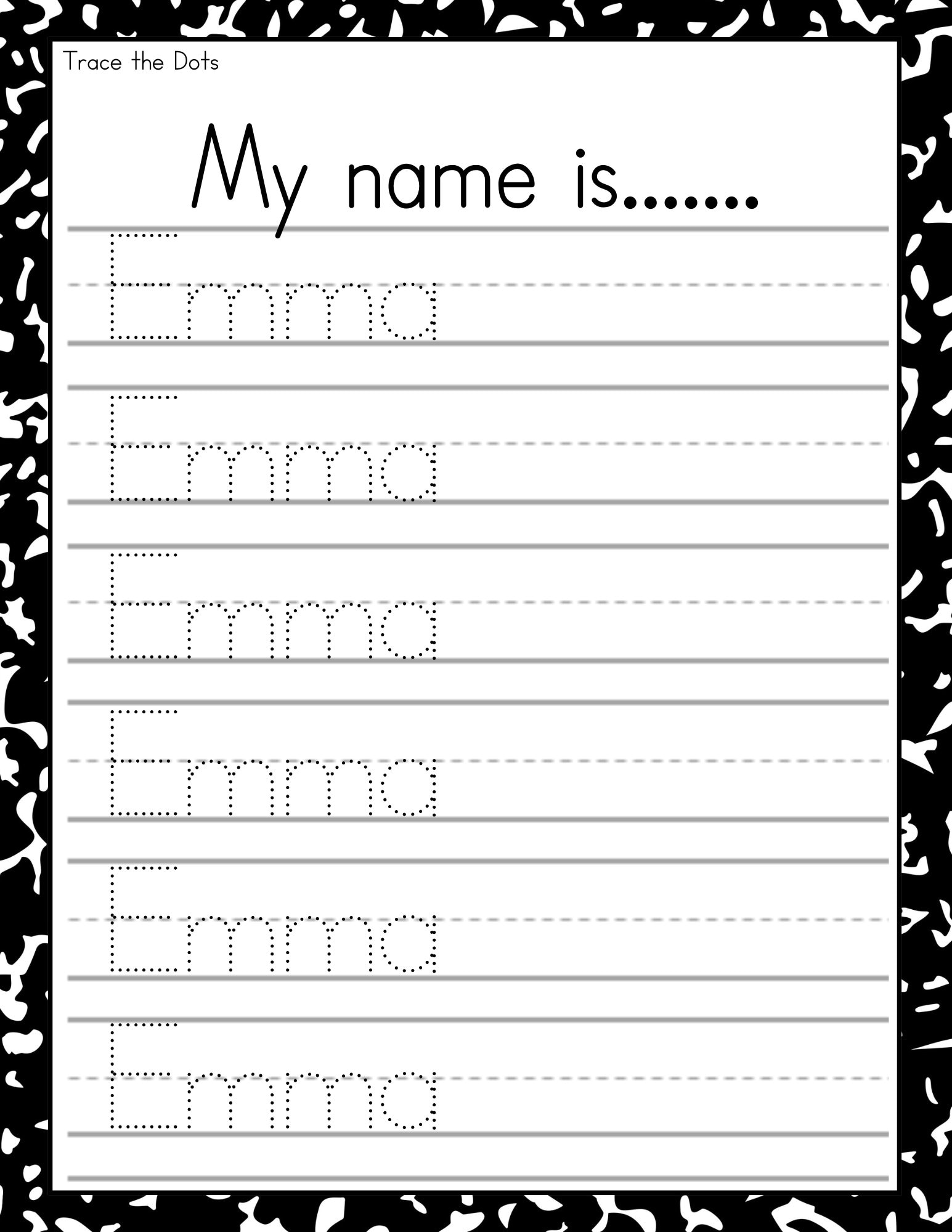 Personalized Name Tracing Printable Kids Custom Handwriting Practice ...
