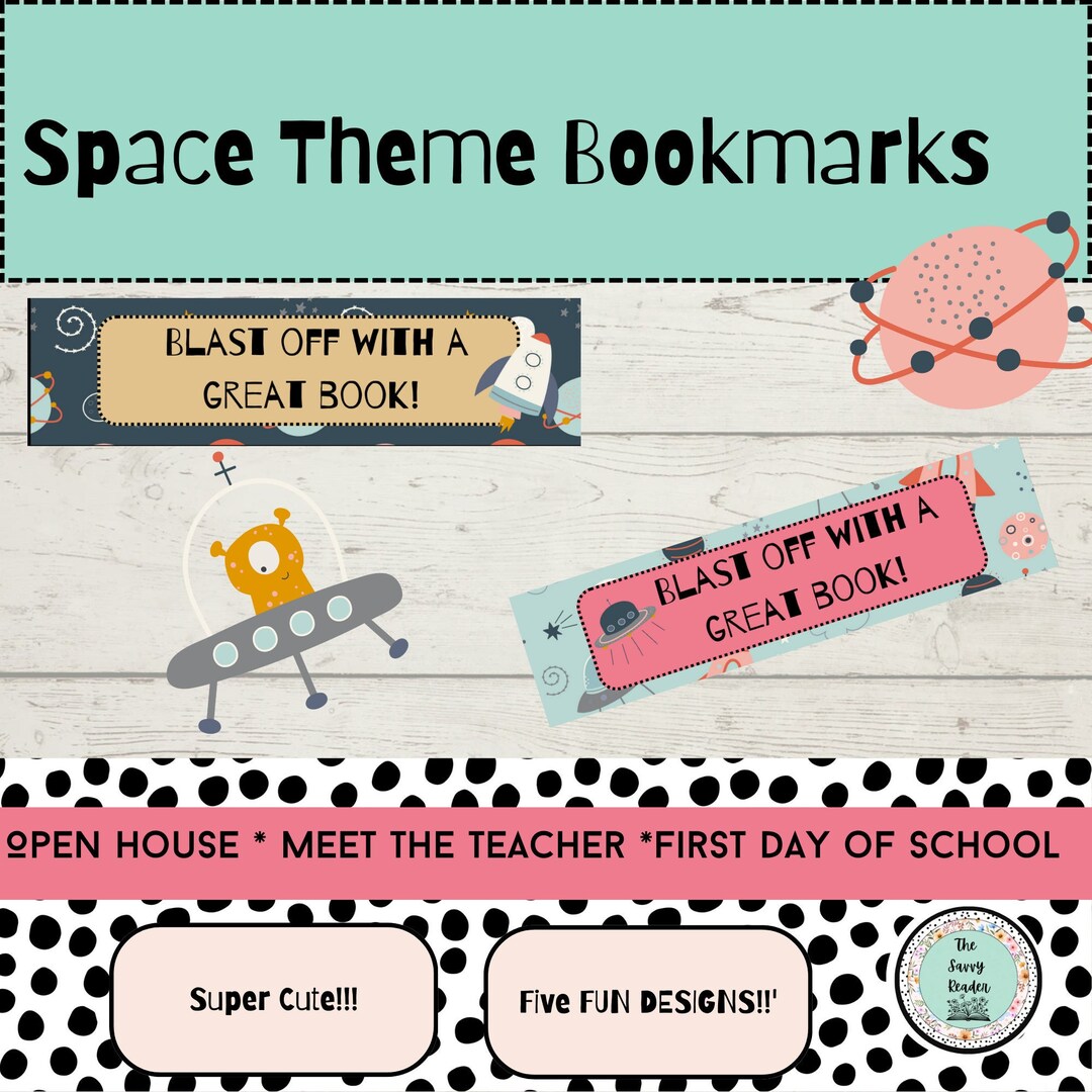 Space Themed Back to School Bookmarks Digital Download With Galactic ...