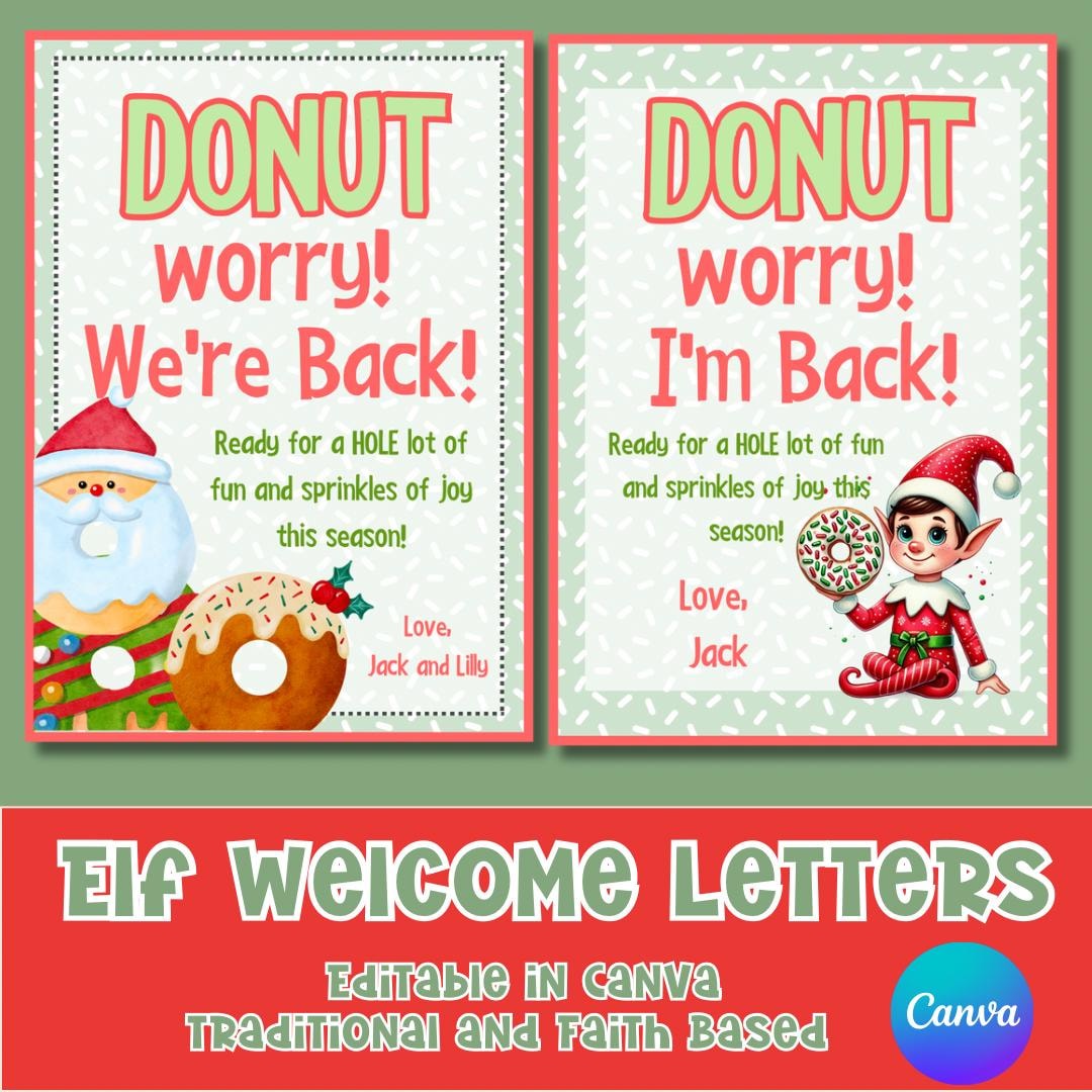 Elf Return Letter Donut Christmas Tradition Religious Elf on Shelf ...