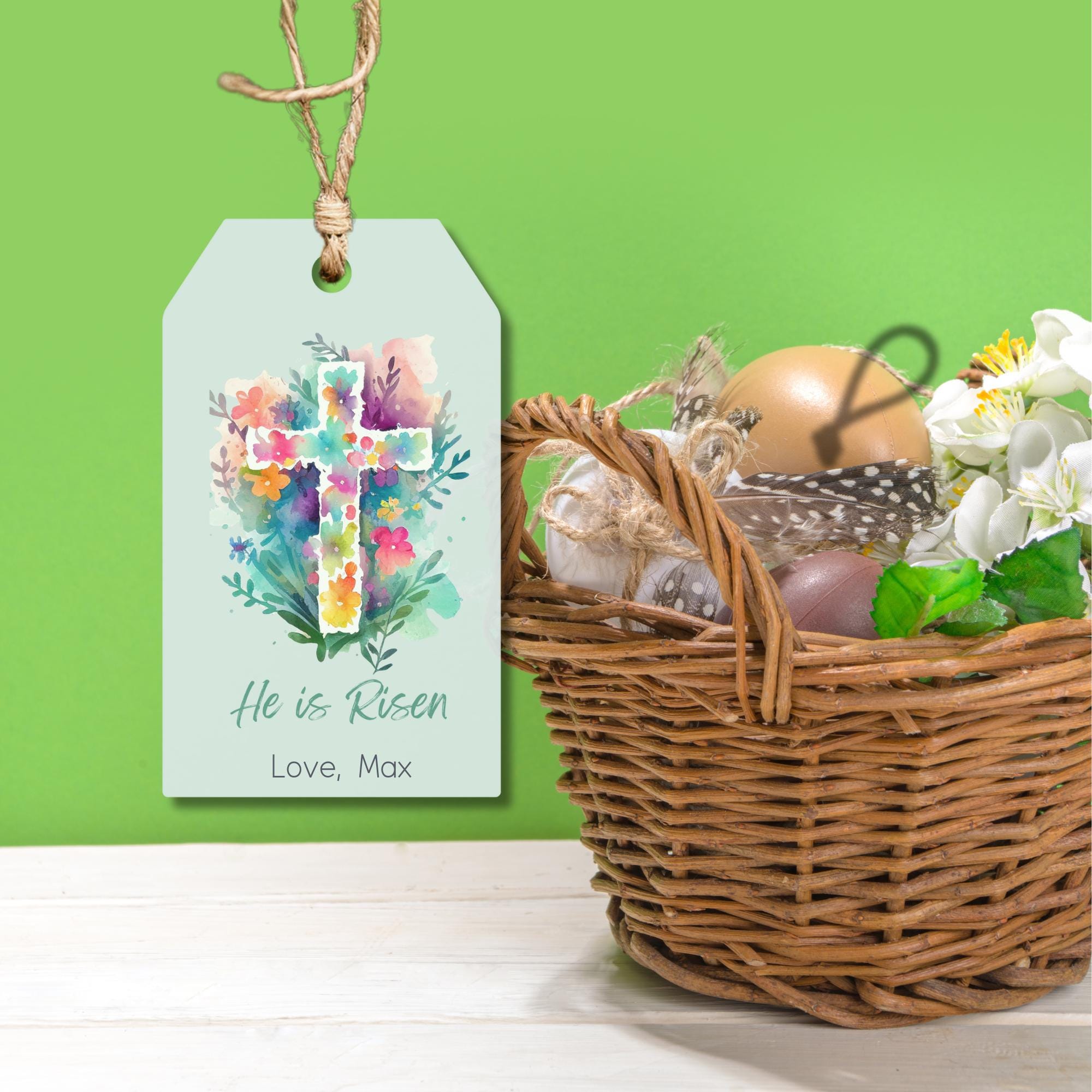Printable He is Risen Gift Tags – Personalized Christian Faith Happy ...
