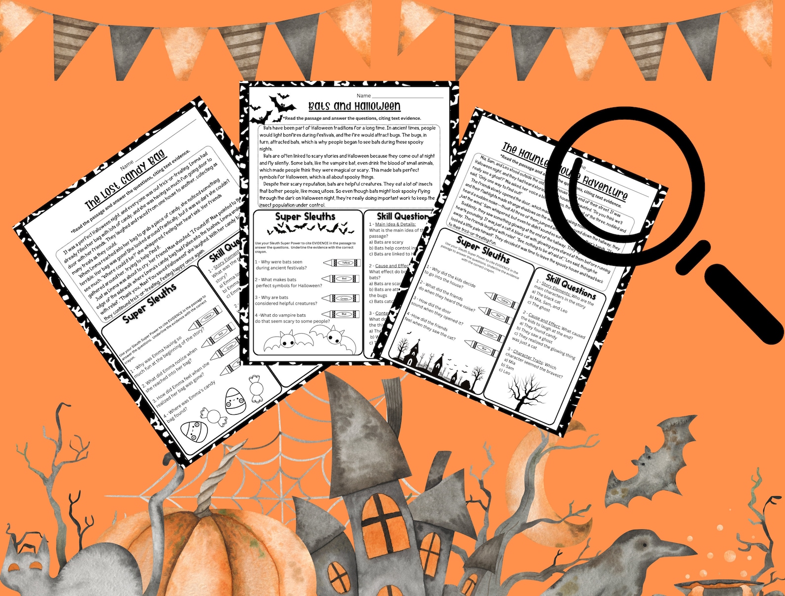 Halloween 1-3 Grade Reading Comprehension Worksheets Close Reading ...