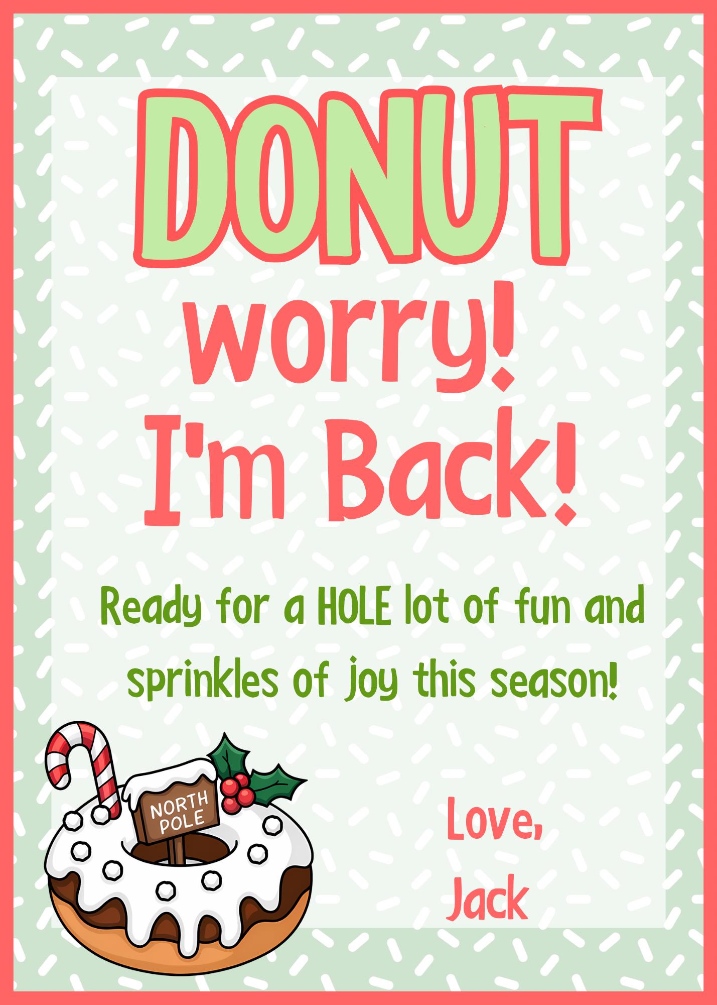 Elf Return Letter Donut Christmas Tradition Religious Elf on Shelf ...
