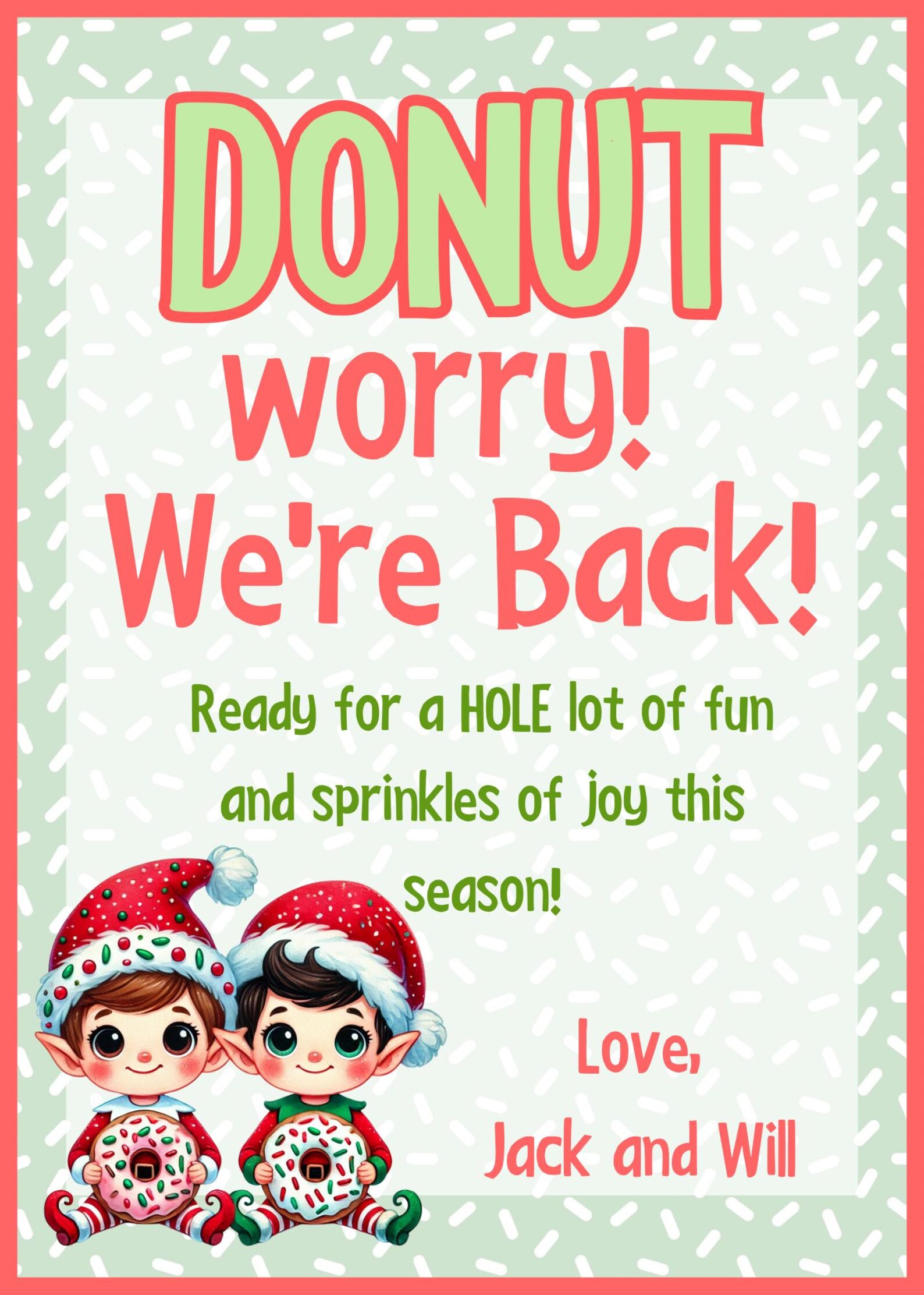 Elf Return Letter Donut Christmas Tradition Religious Elf on Shelf ...