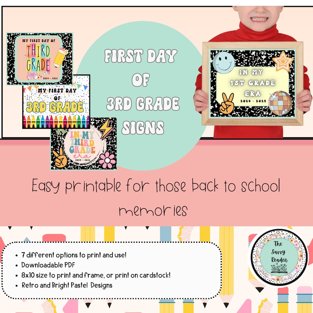 First Day of 3rd Grade Sign, First Day of School, 3rd Grade Sign, 3rd ...