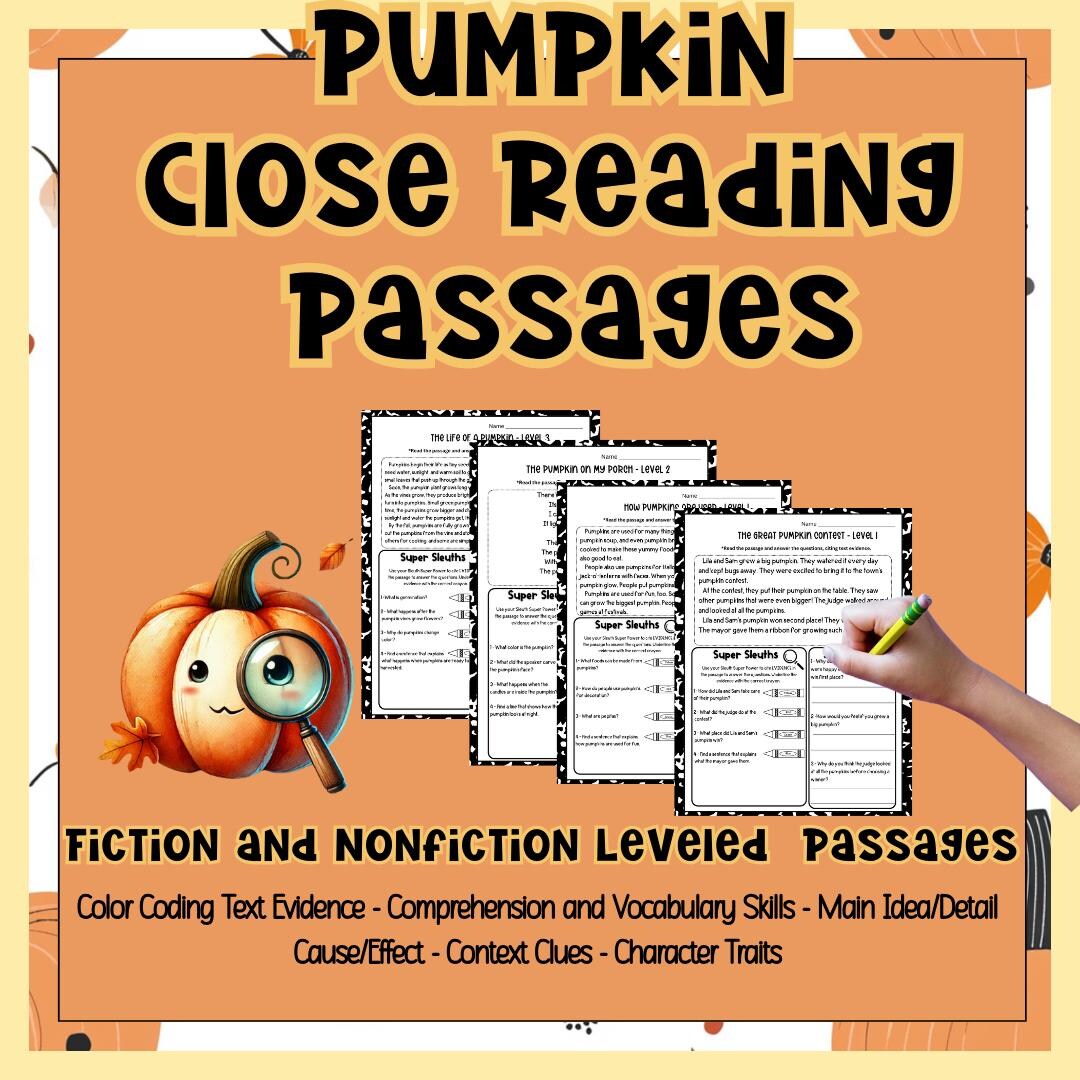 1-3 Grade Reading Comprehension Fall Themed Worksheets Close Reading ...