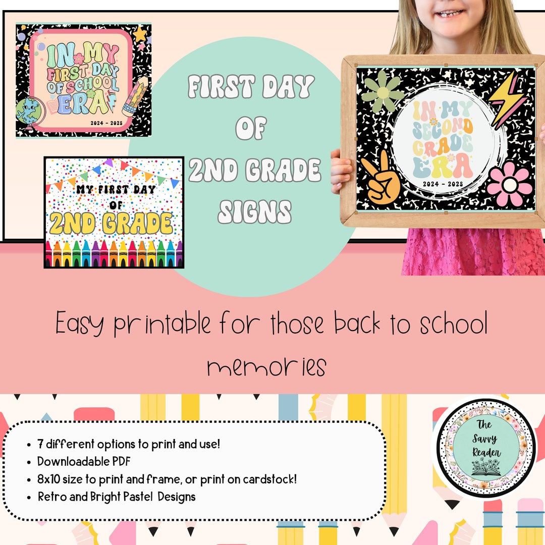 First Day of 2nd Grade Sign, First Day of School, 2nd Grade Sign, 1st ...