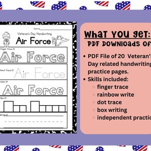 Printable Handwriting Practice Tracing Sheet - Veterans Day Printable ...
