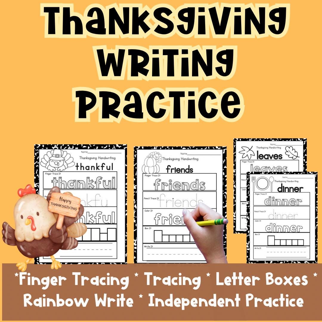 Thanksgiving Writing Practice Worksheets | Kindergarten Tracing, Fine ...