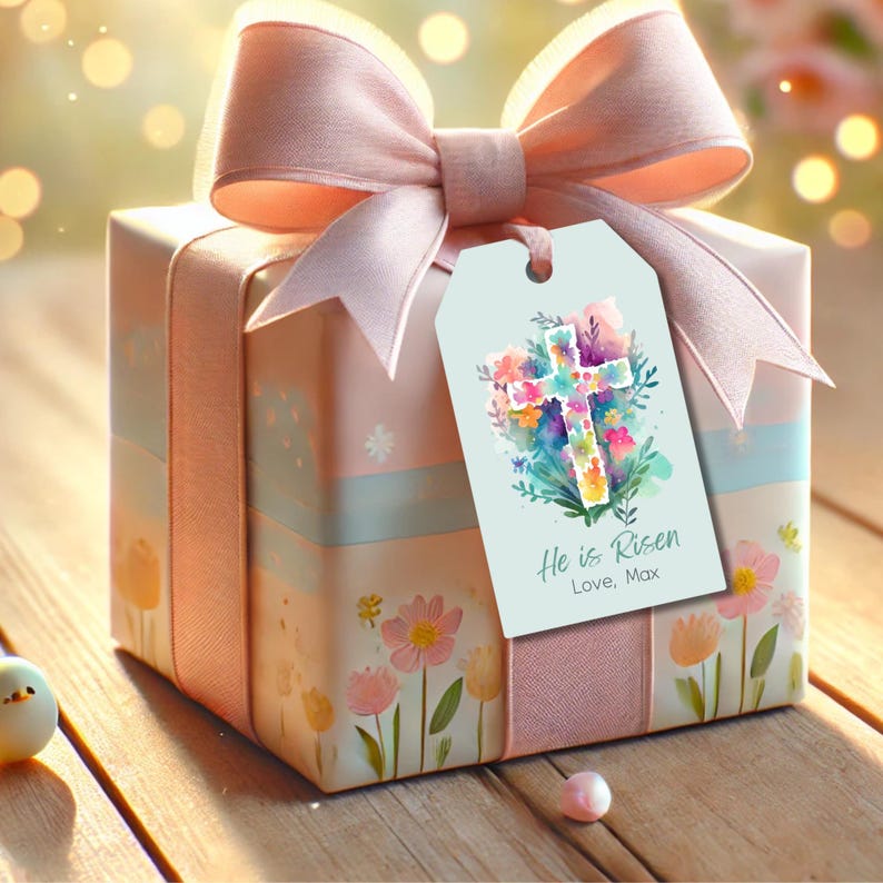 Printable He is Risen Gift Tags – Personalized Christian Faith Happy ...
