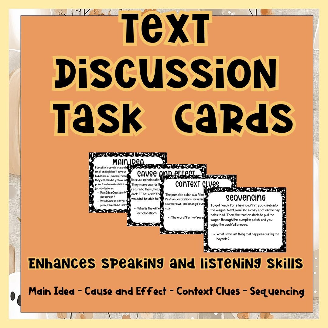Fall and Halloween Reading Task Cards | Reading Discussion Cards for ...
