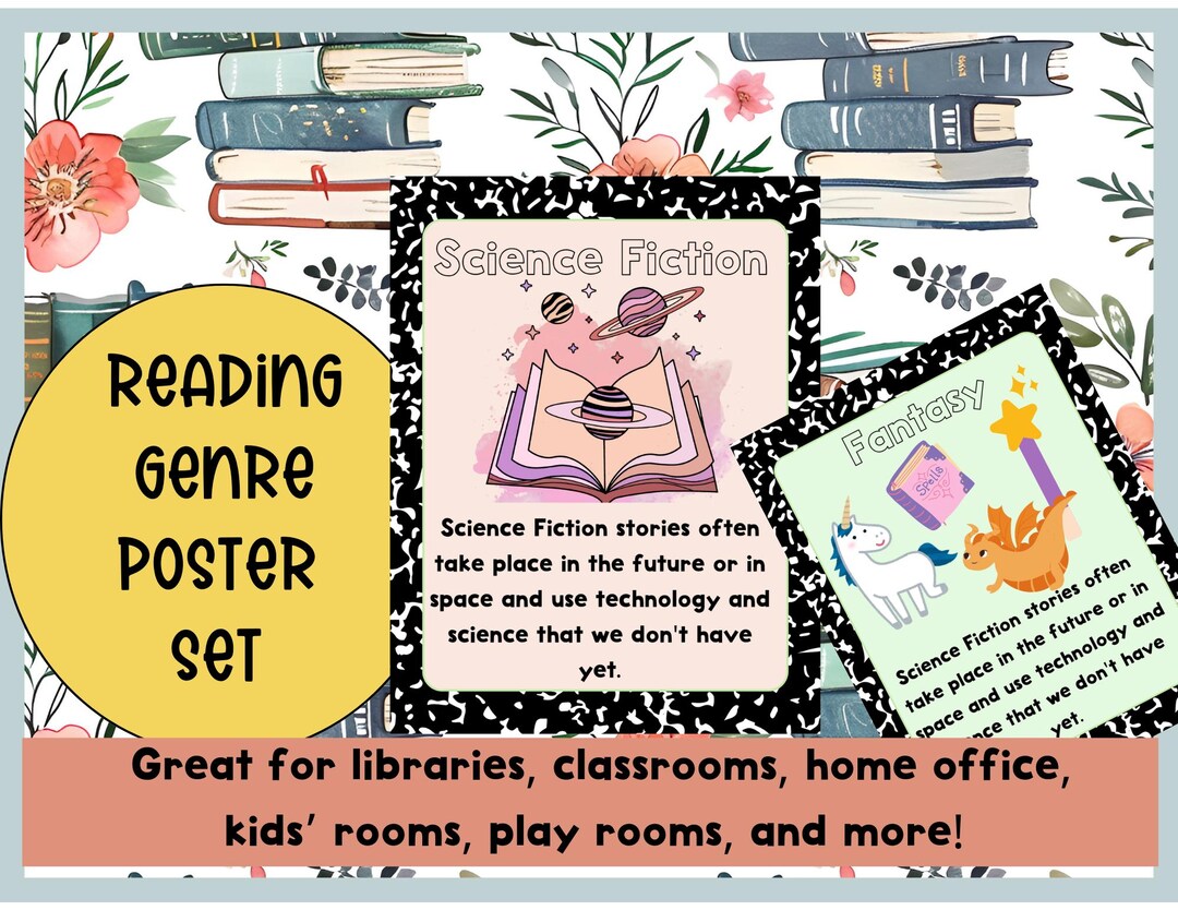 Home Classroom Genre Posters | Printable Library Genre Signs | Calm ...