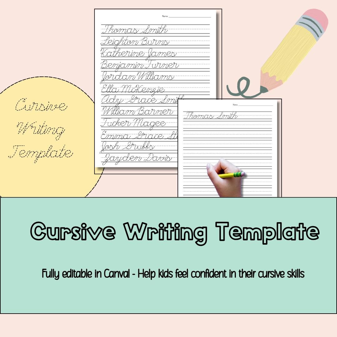 Custom Cursive Name Practice Sheets – Customize in Canva, Personalized ...