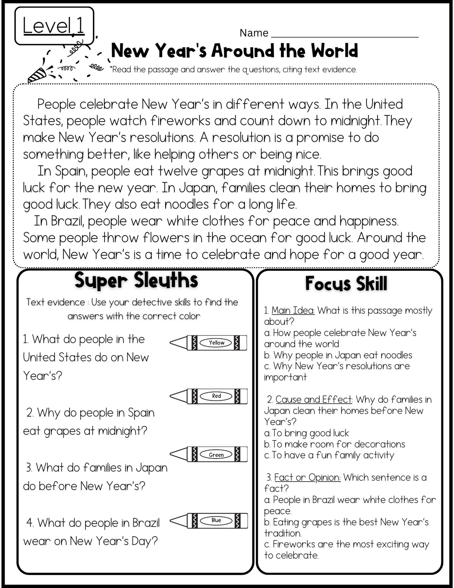 Differentiated Close Reading Passages | January Reading Activities ...