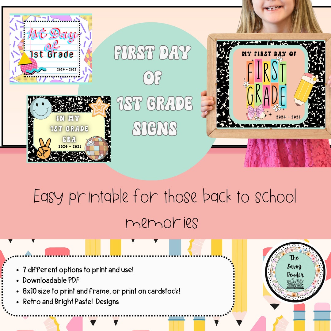 First Day of 1st Grade Sign, First Day of School, 1st Grade Sign, 1st ...