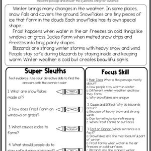 Differentiated Close Reading Passages | January Reading Activities ...