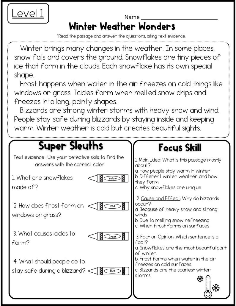 Differentiated Close Reading Passages | January Reading Activities ...