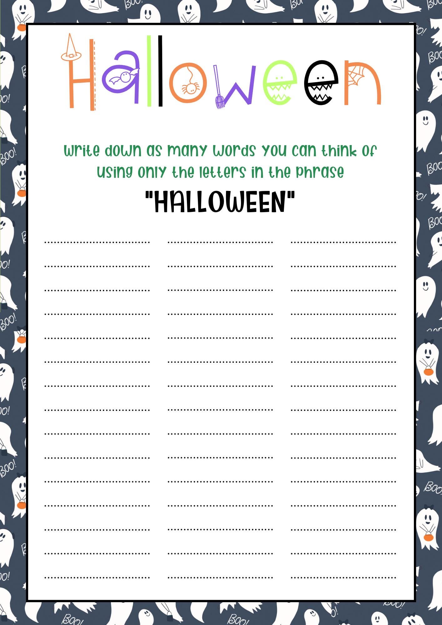 Halloween Printable Games for Adults, Kids, and Teens | Instant ...