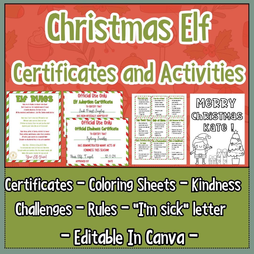 Christmas Elf Adoption Packet | Editable in Canva Elf Activities for ...