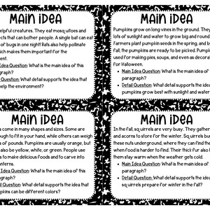 Fall and Halloween Reading Task Cards | Reading Discussion Cards for ...