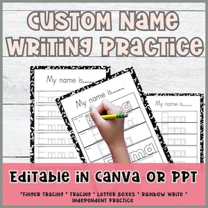 Personalized Name Tracing Printable Kids Custom Handwriting Practice ...