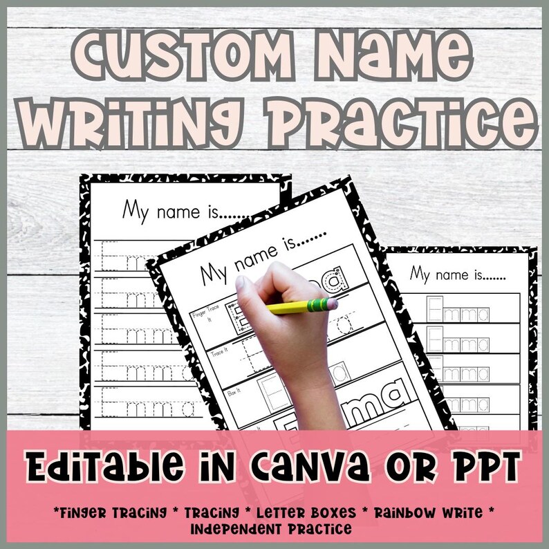 Personalized Name Tracing Printable Kids Custom Handwriting Practice Sheets Prek to Kindergarten ...
