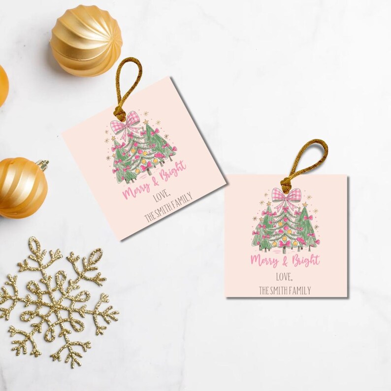 Editable Merry & Bright Christmas Gift Tags Customizable Holiday Tag ...