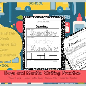 Days of the Week and Months of the Year Tracing Worksheets ...