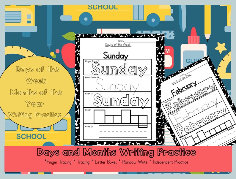 Days of the Week and Months of the Year Tracing Worksheets ...