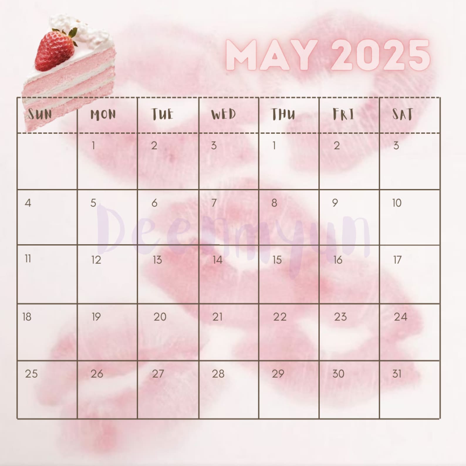 Monthly Calendar 2025 | Pink Pastel | Printable PDF Format | Digital ...
